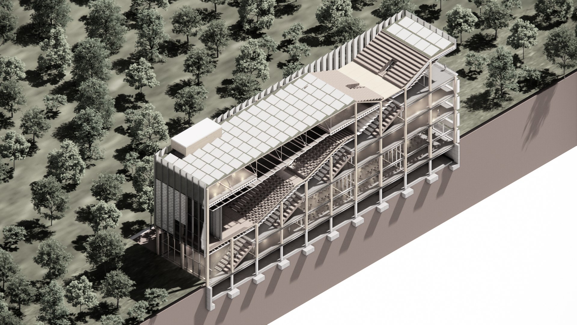 3D Model Ultra-Realistic 3D Wooden Auditorium With Complete Structural ...