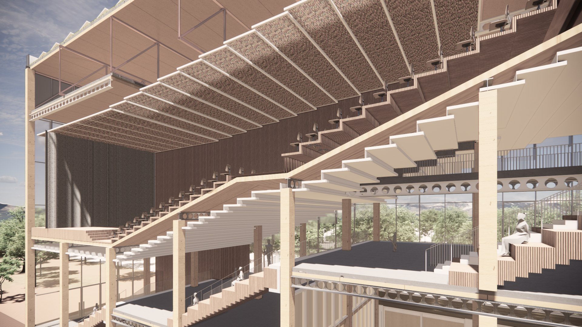 3D Model Ultra-Realistic 3D Wooden Auditorium With Complete Structural ...