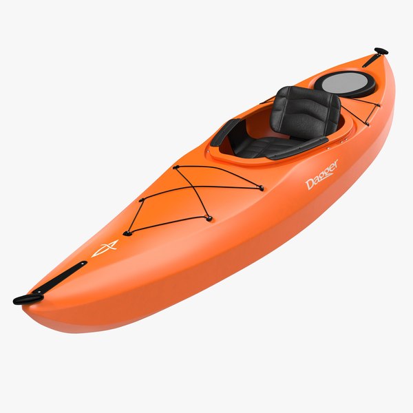 3d kayak orange paddle model