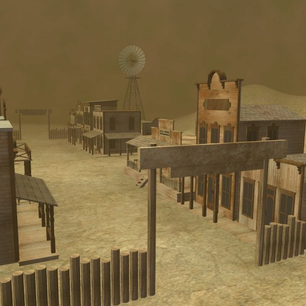 3d western town houses model