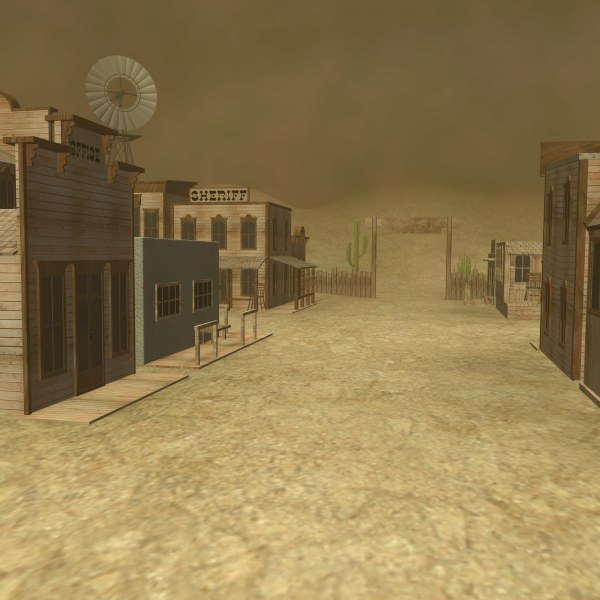 3d western town houses model