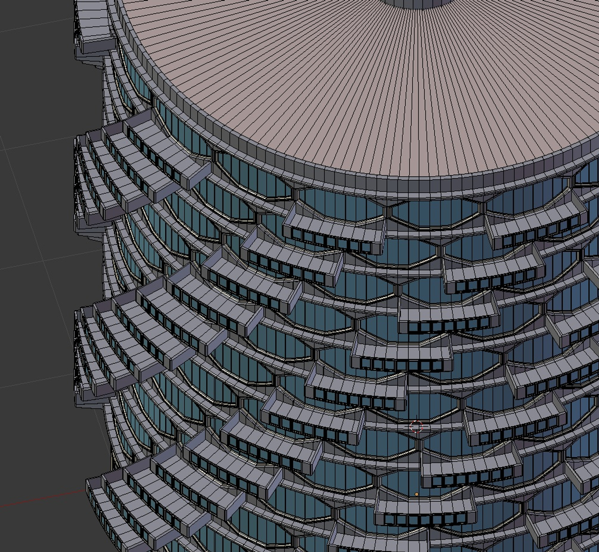 3d model building hexagon balconies