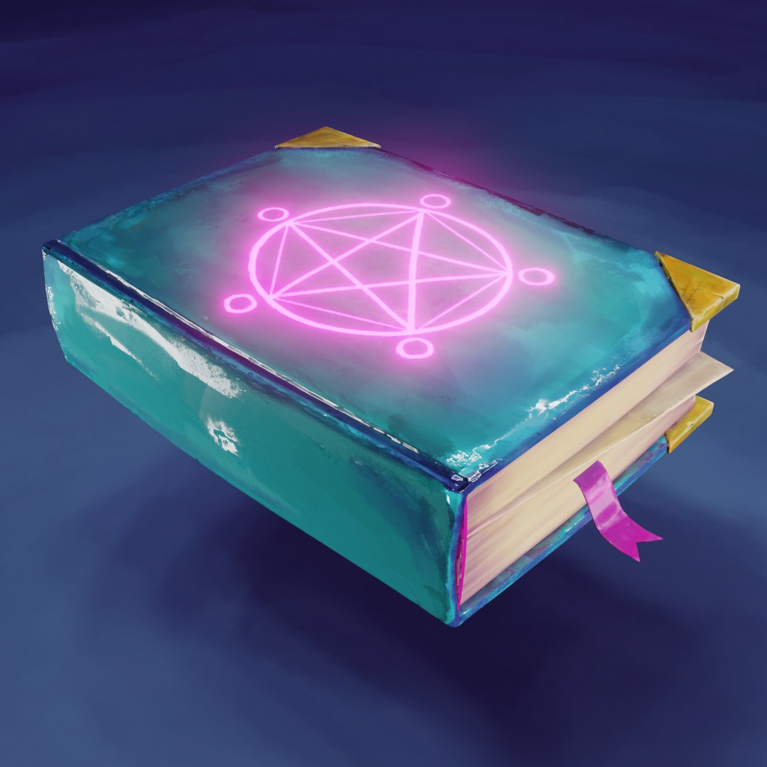 Low-poly Fantasy Elemental Spell Book - Arcane Style 3D Model ...