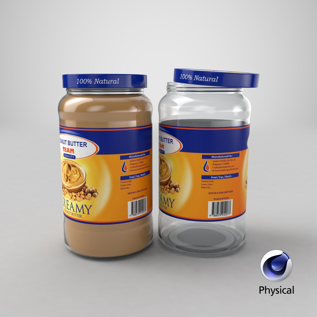 Peanut Butter Glass Jar 3D Model - TurboSquid 1608078