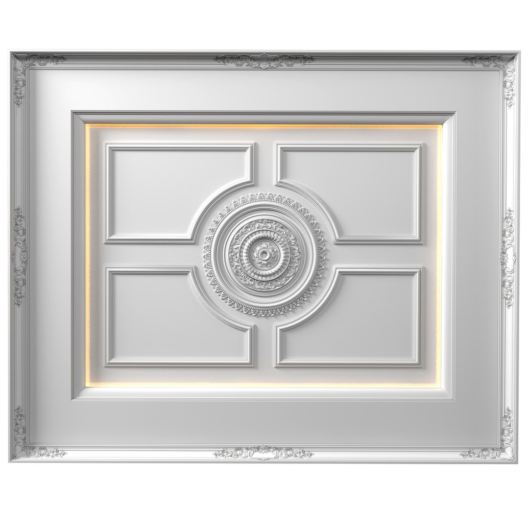 Ceiling Classic Coffered Illuminated Modern Art Deco Style 3D Model 3D ...