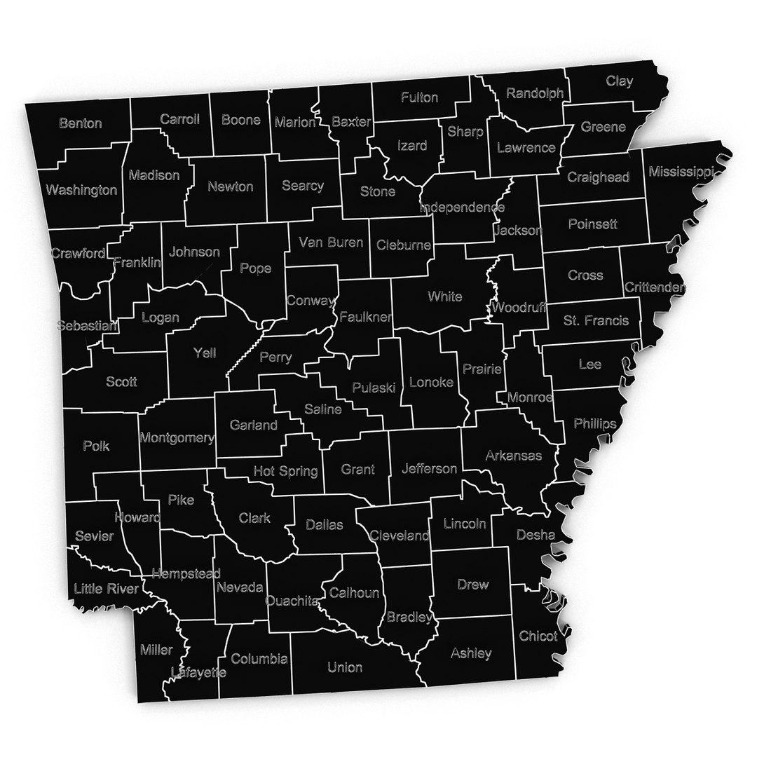 3d Model Arkansas Counties