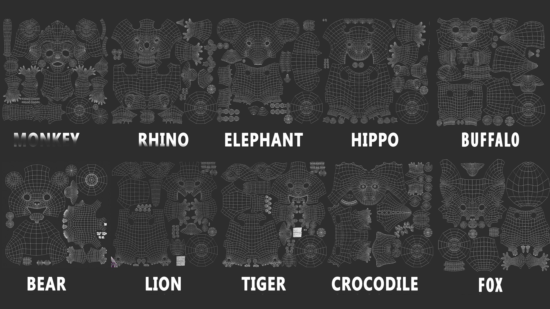 10 Wild Animal - Cartoon Pack 3D Model - TurboSquid 2421258