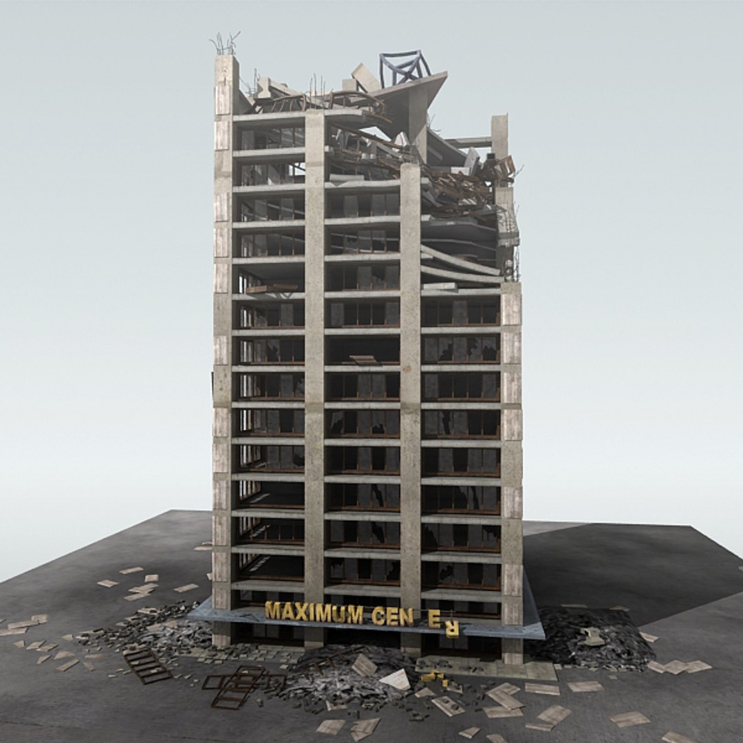 3d destroyed building