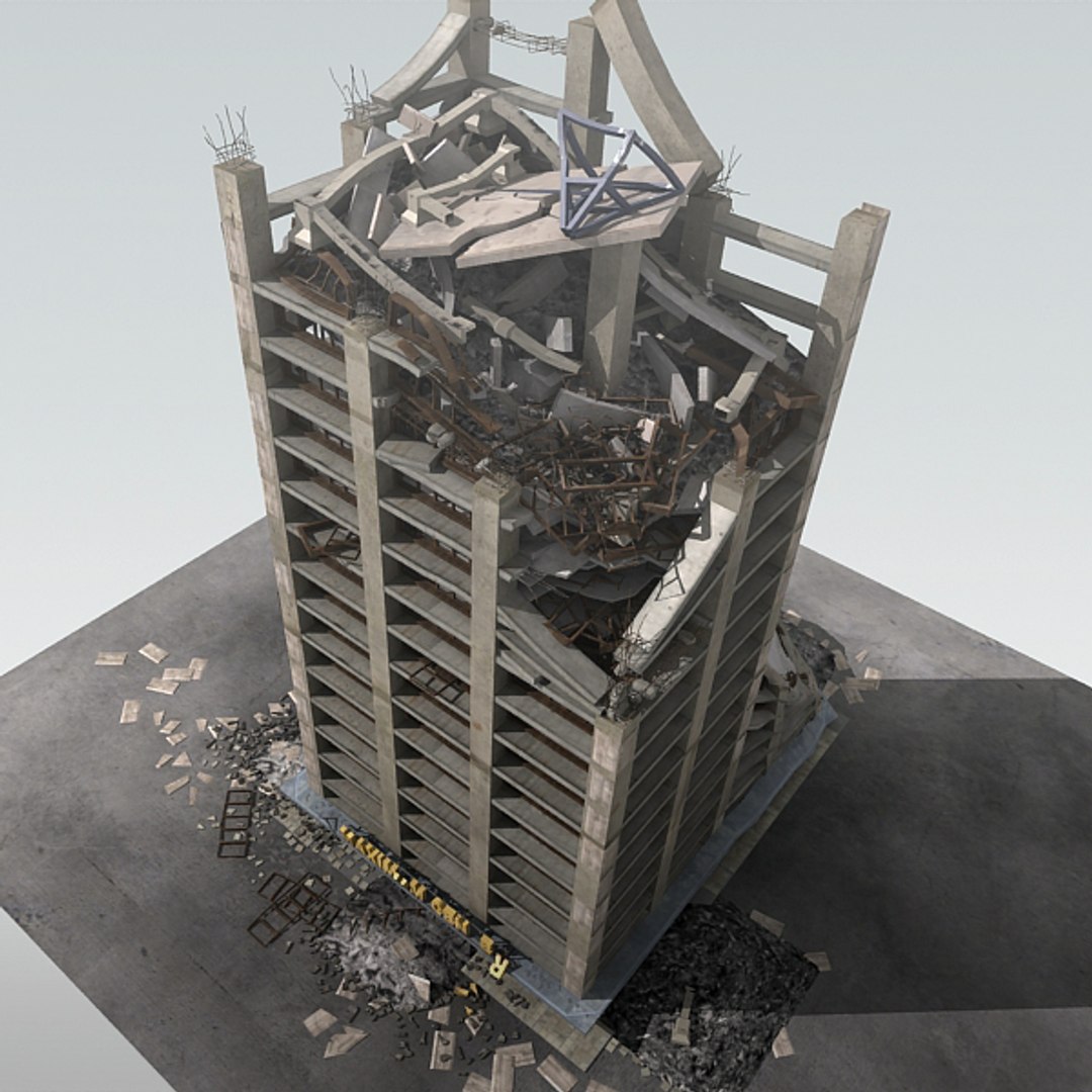 3d destroyed building