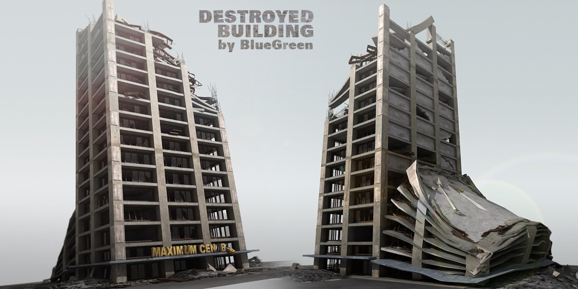 3d destroyed building
