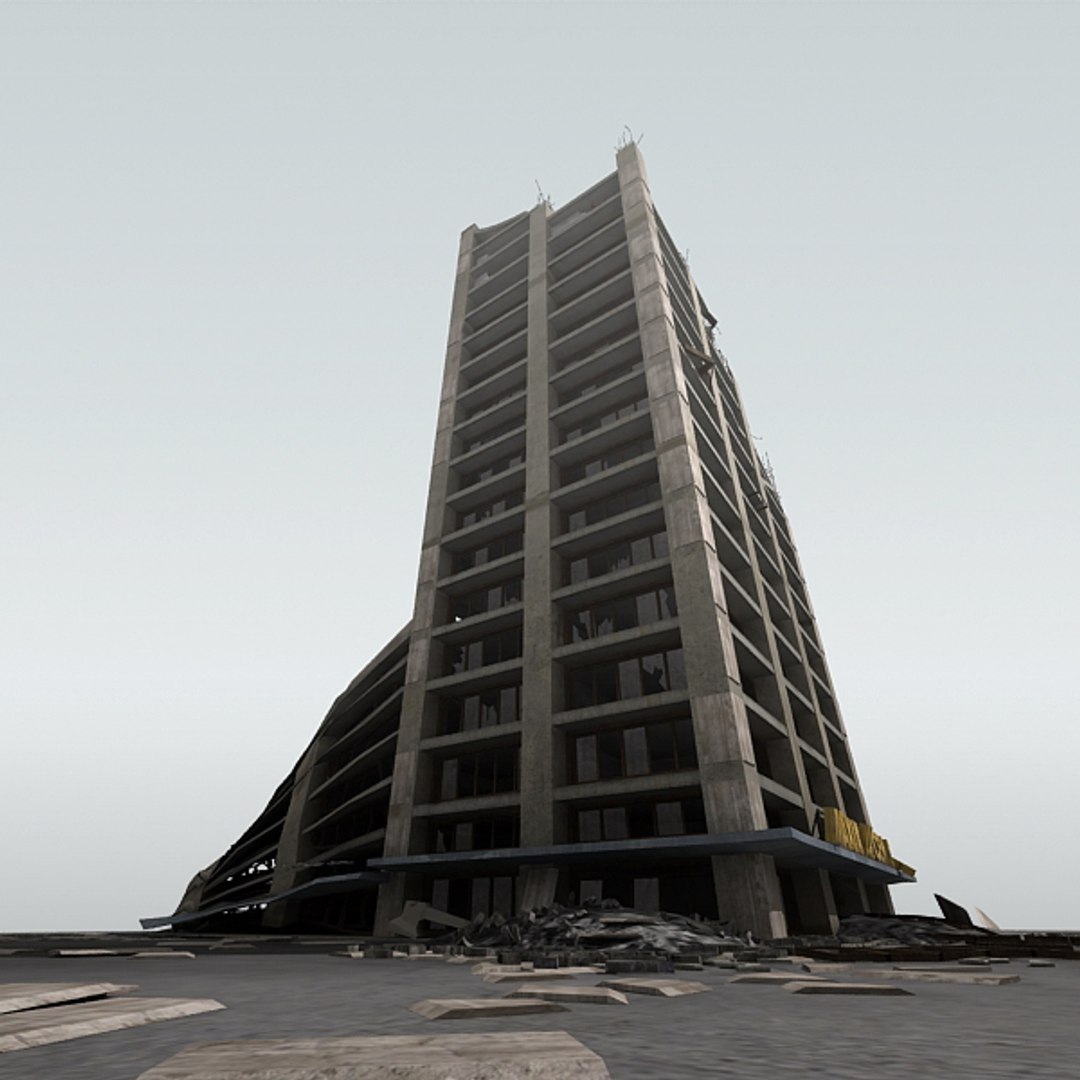 3d destroyed building