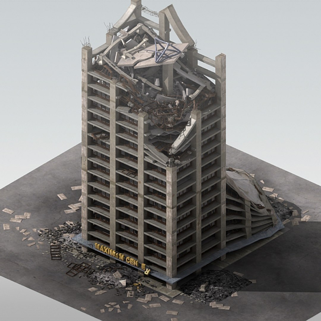 3d destroyed building