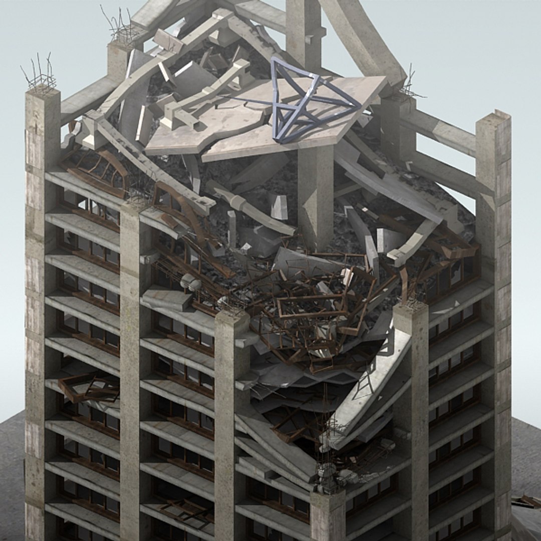 3d destroyed building