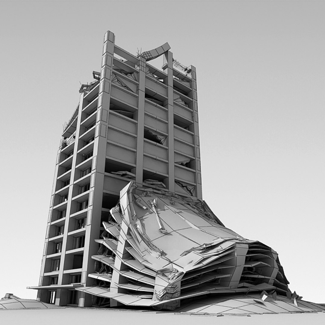 3d destroyed building
