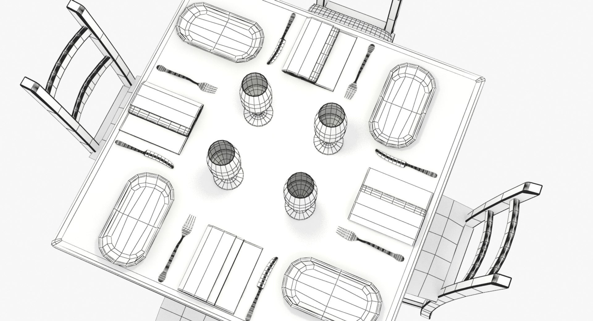 Restaurant dining table set model - TurboSquid 1412255