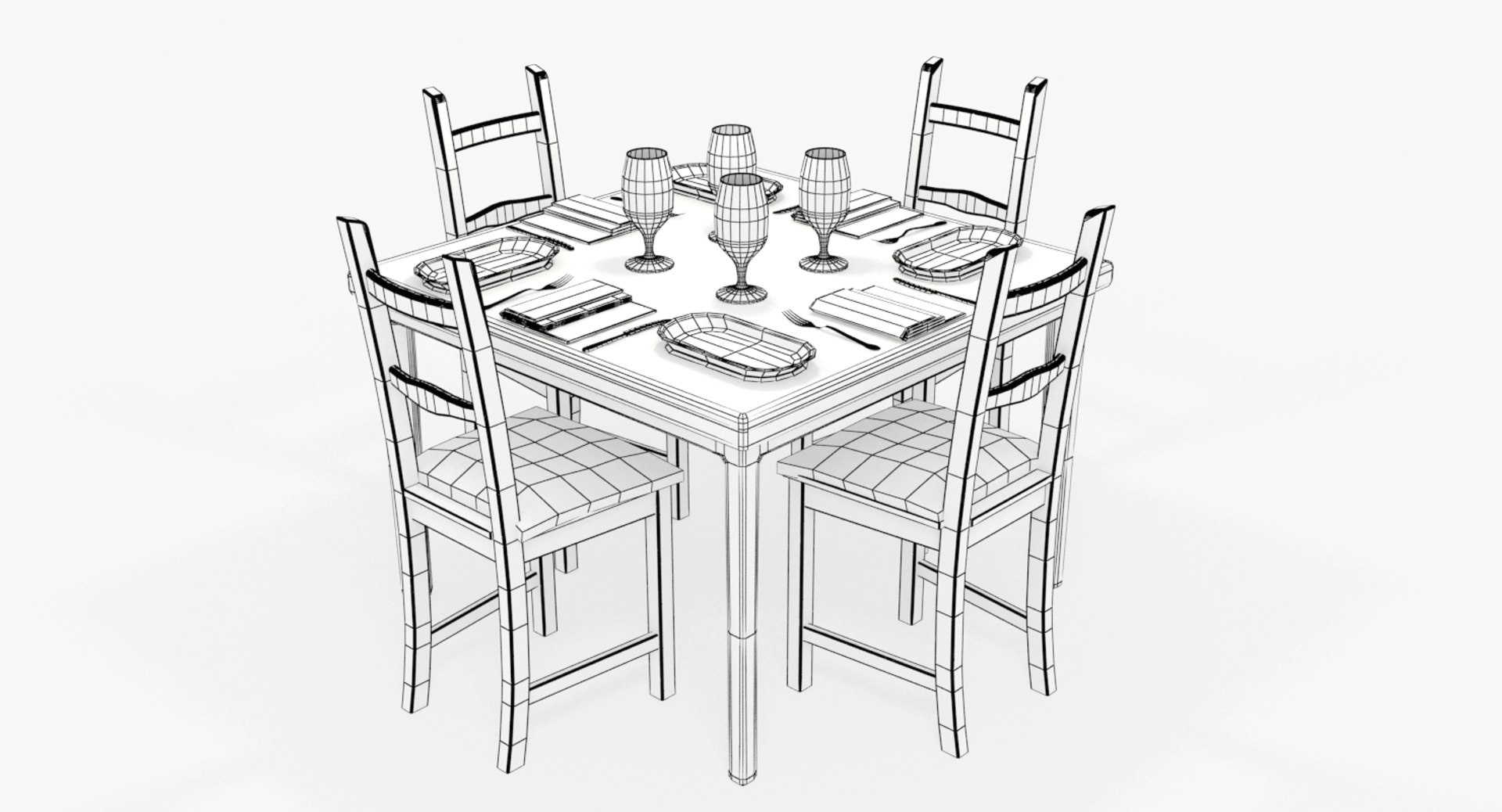 Restaurant dining table set model - TurboSquid 1412255