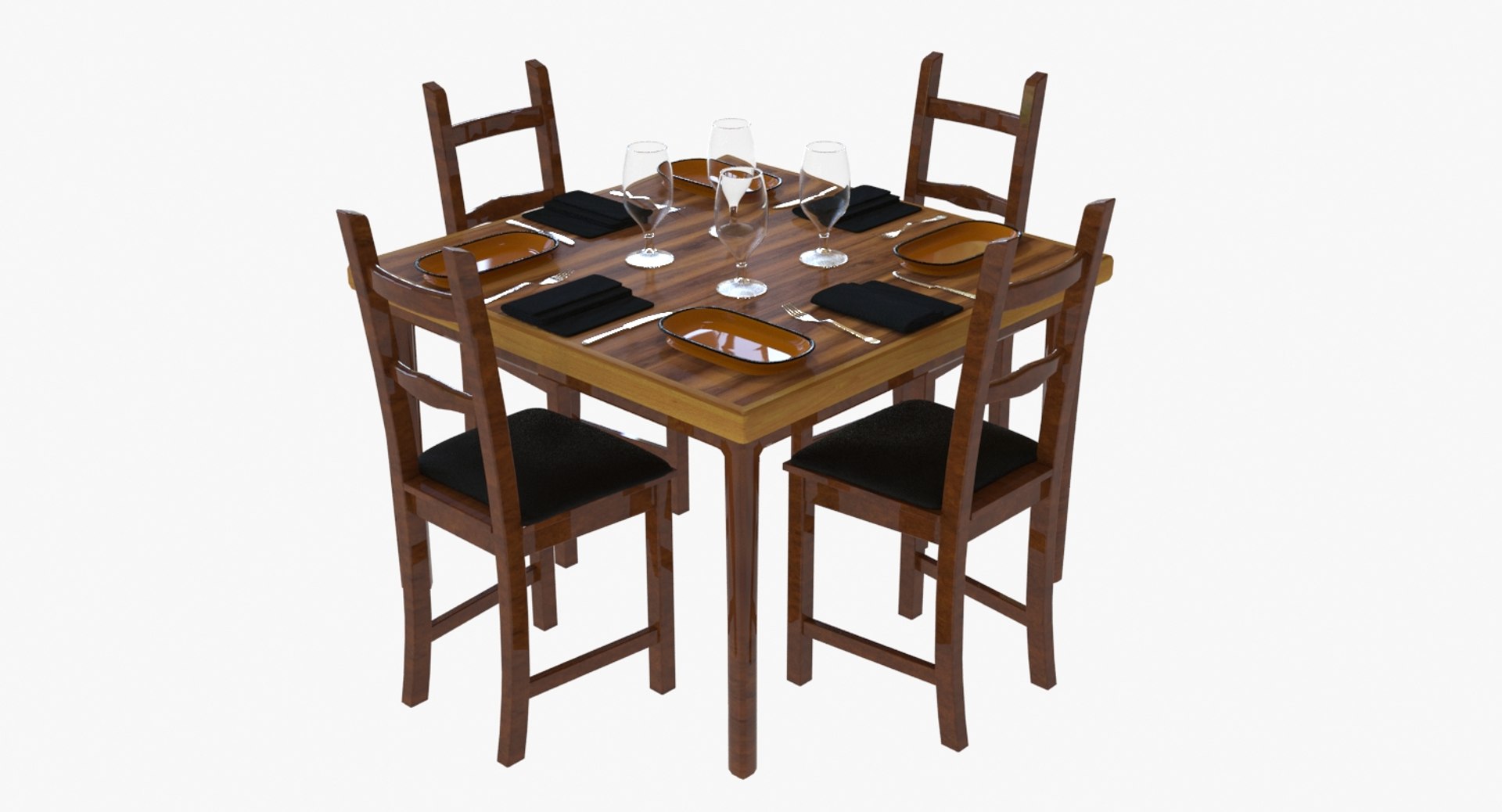 Restaurant dining table set model - TurboSquid 1412255