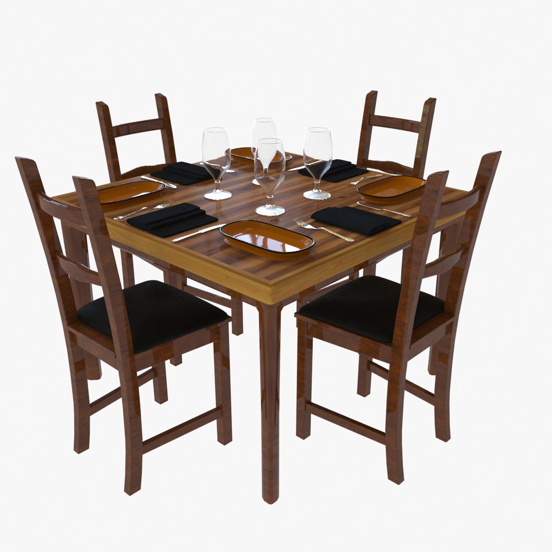 Restaurant dining table set model - TurboSquid 1412255