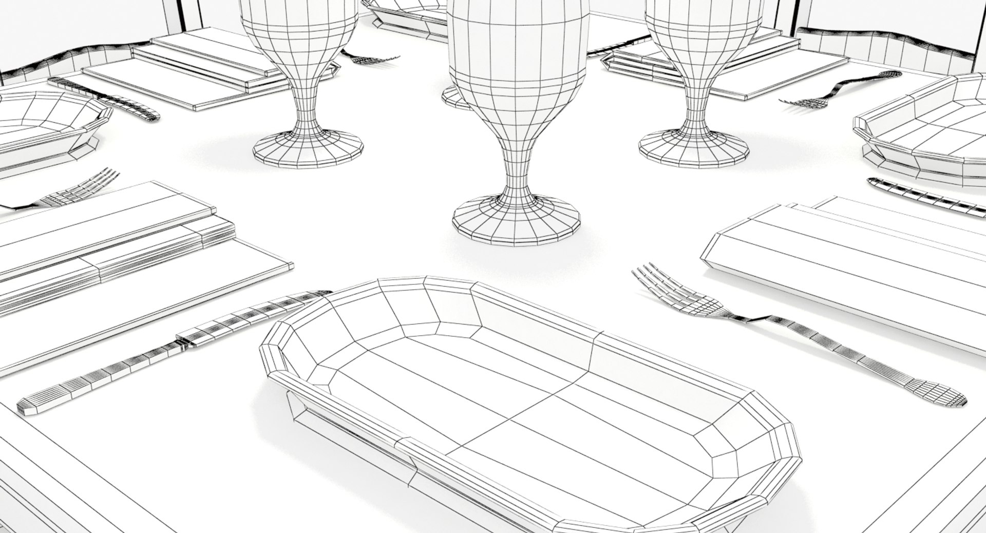Restaurant dining table set model - TurboSquid 1412255