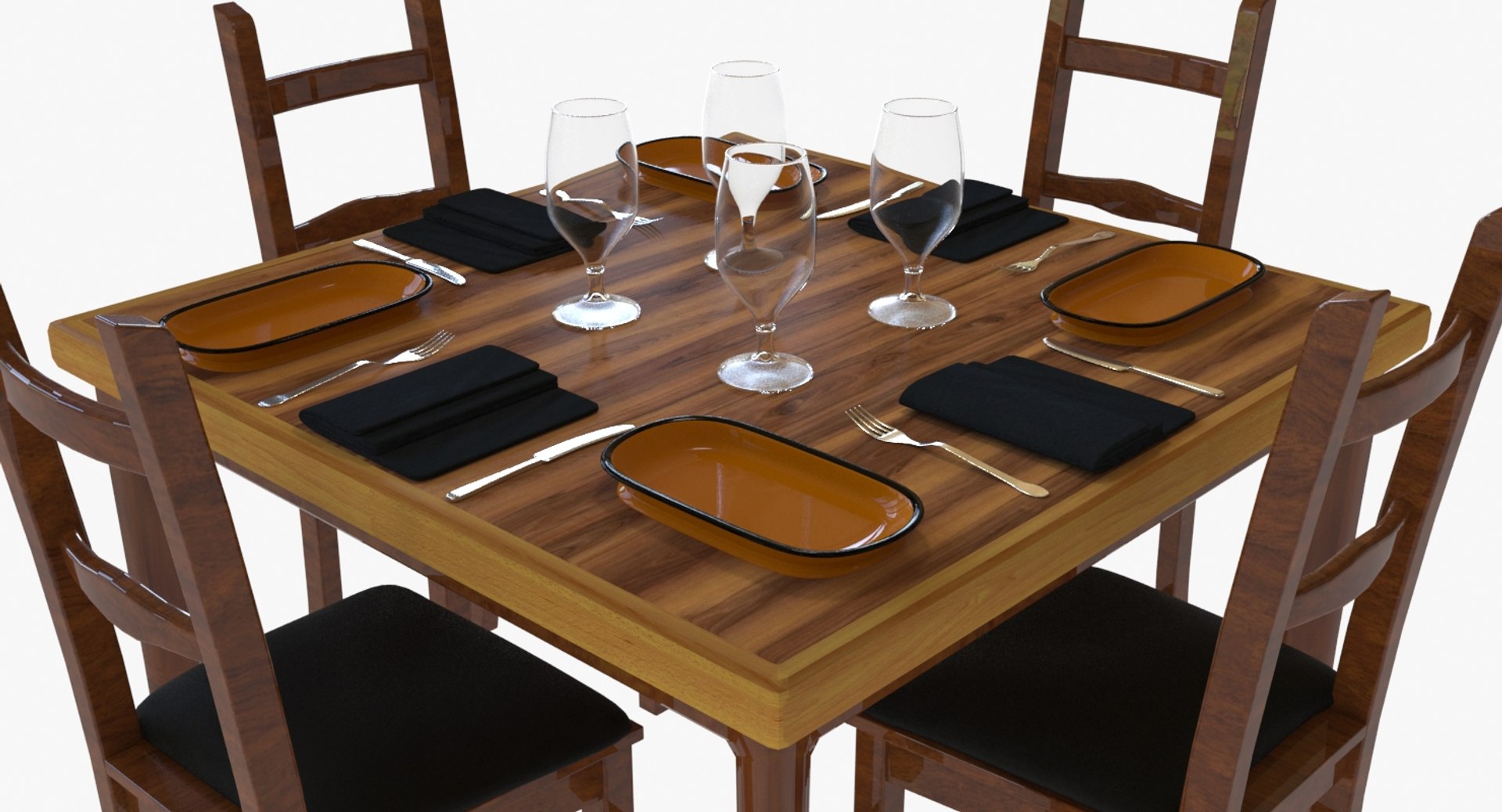 Restaurant dining table set model - TurboSquid 1412255