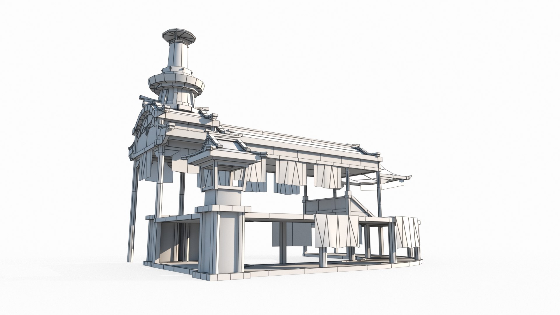 Ancient Asian Roadside Barbecue Stall 3D Model - TurboSquid 2040174