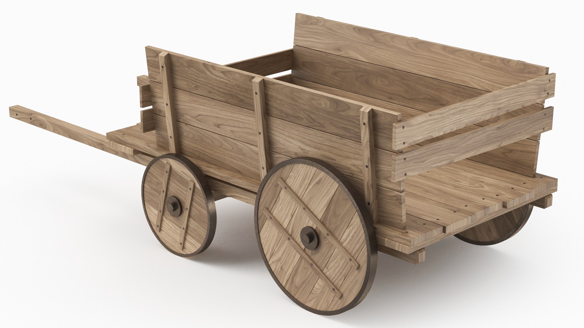 Wooden Cart With Barrels Model - TurboSquid 2153915