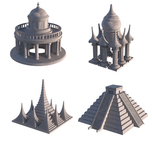 Eight Temple Buildings 3D - TurboSquid 1982319