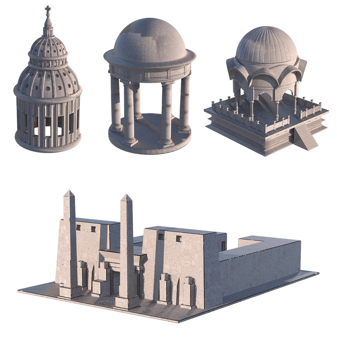 Eight Temple Buildings 3D - TurboSquid 1982319