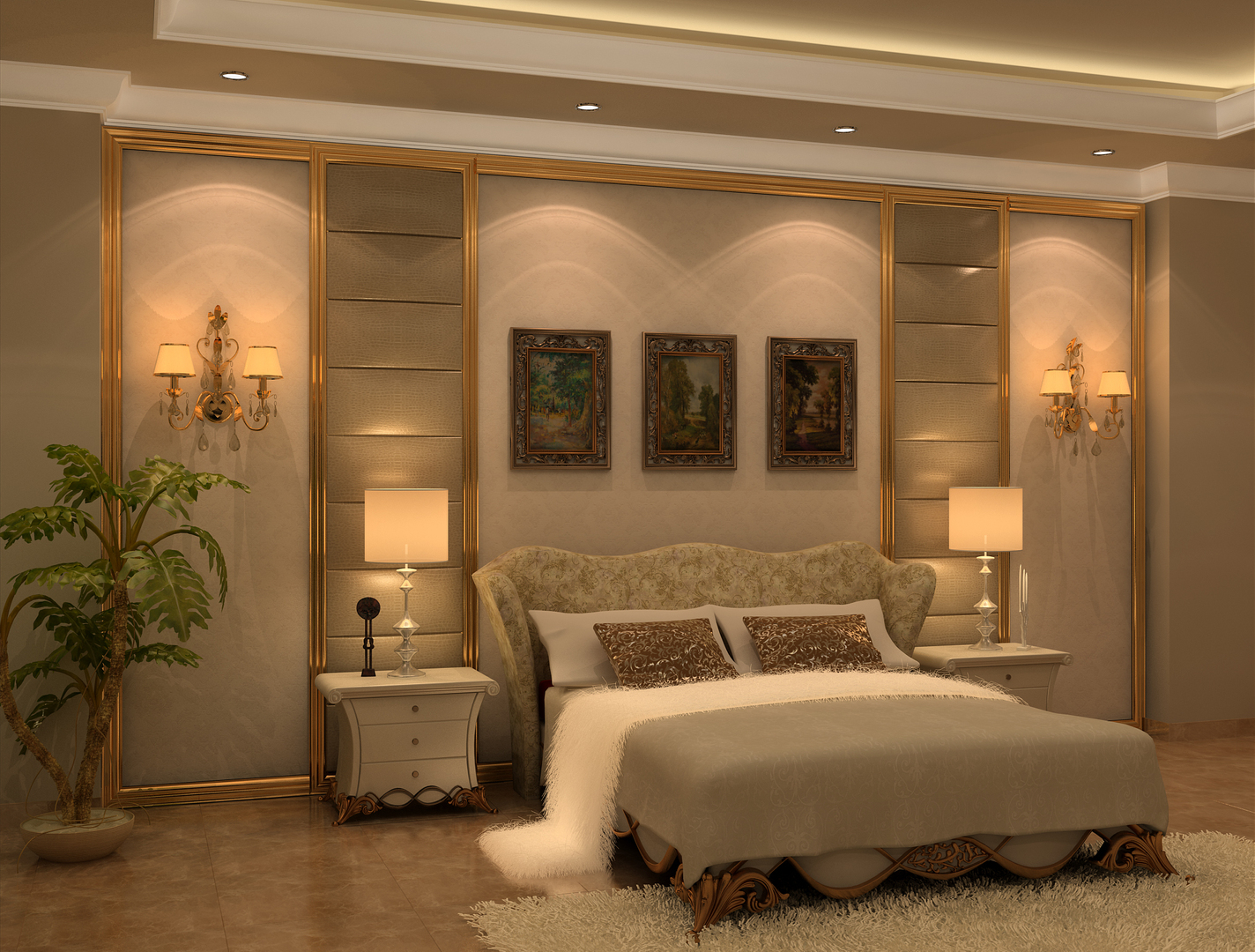 neo classic bedroom design 3d model