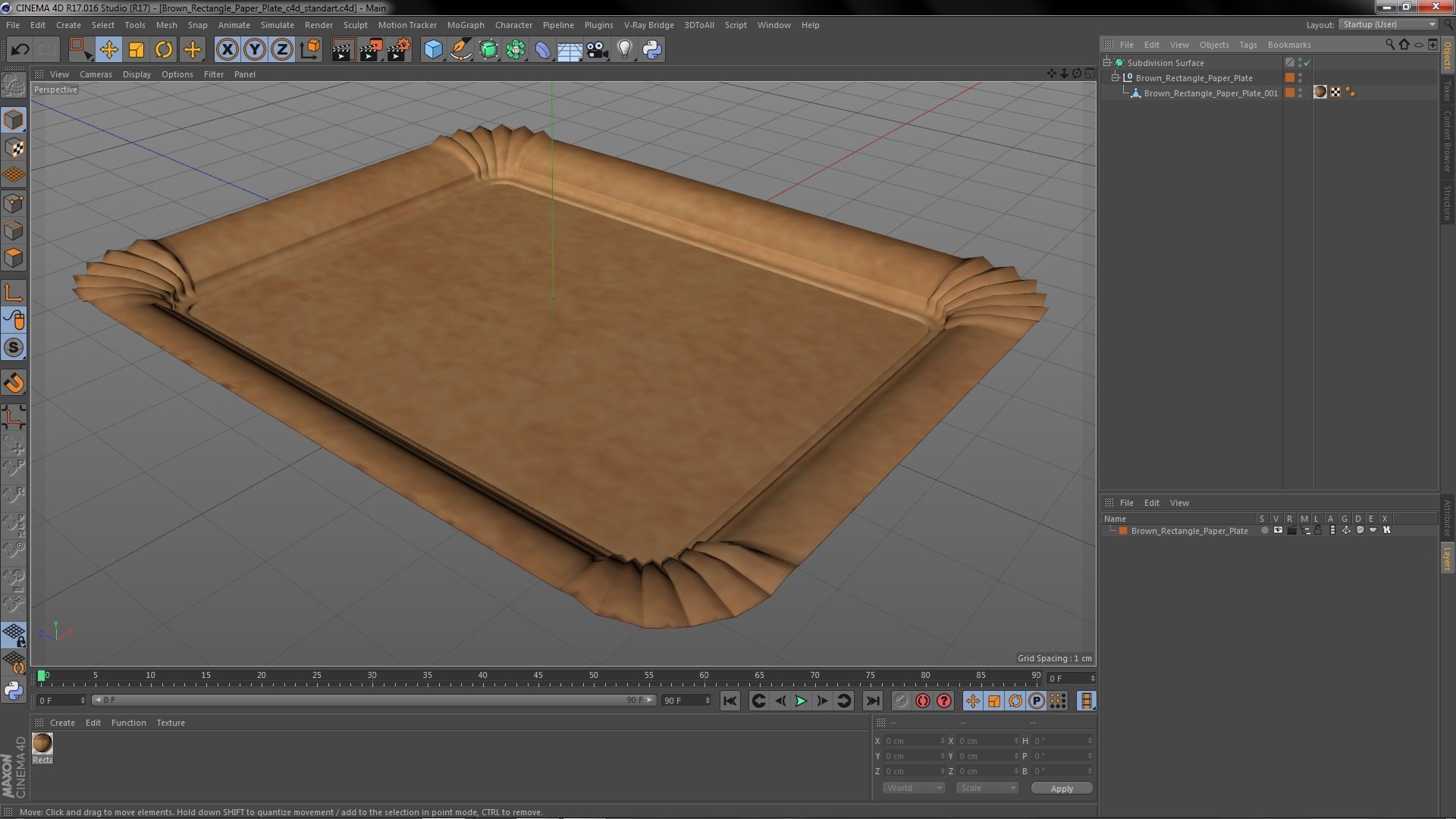 3D Brown Rectangle Paper Plate model - TurboSquid 2083845