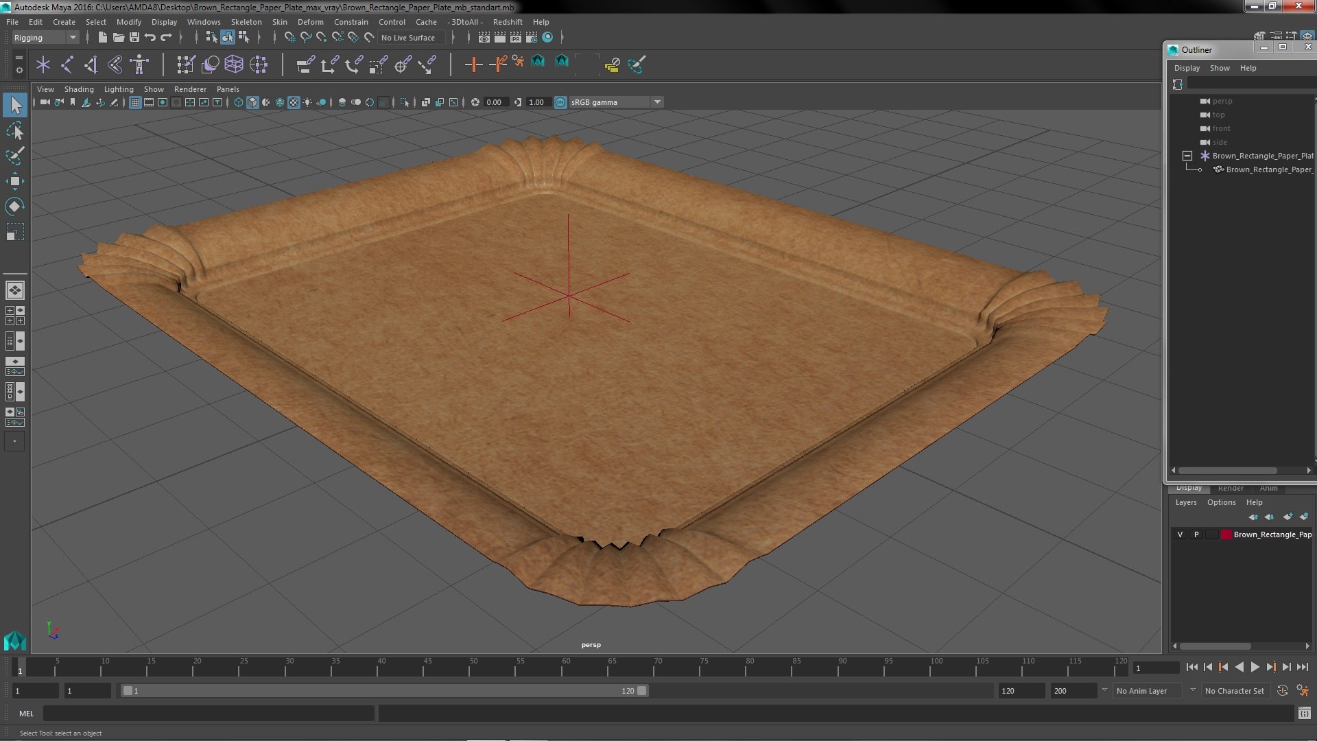 3D Brown Rectangle Paper Plate model - TurboSquid 2083845