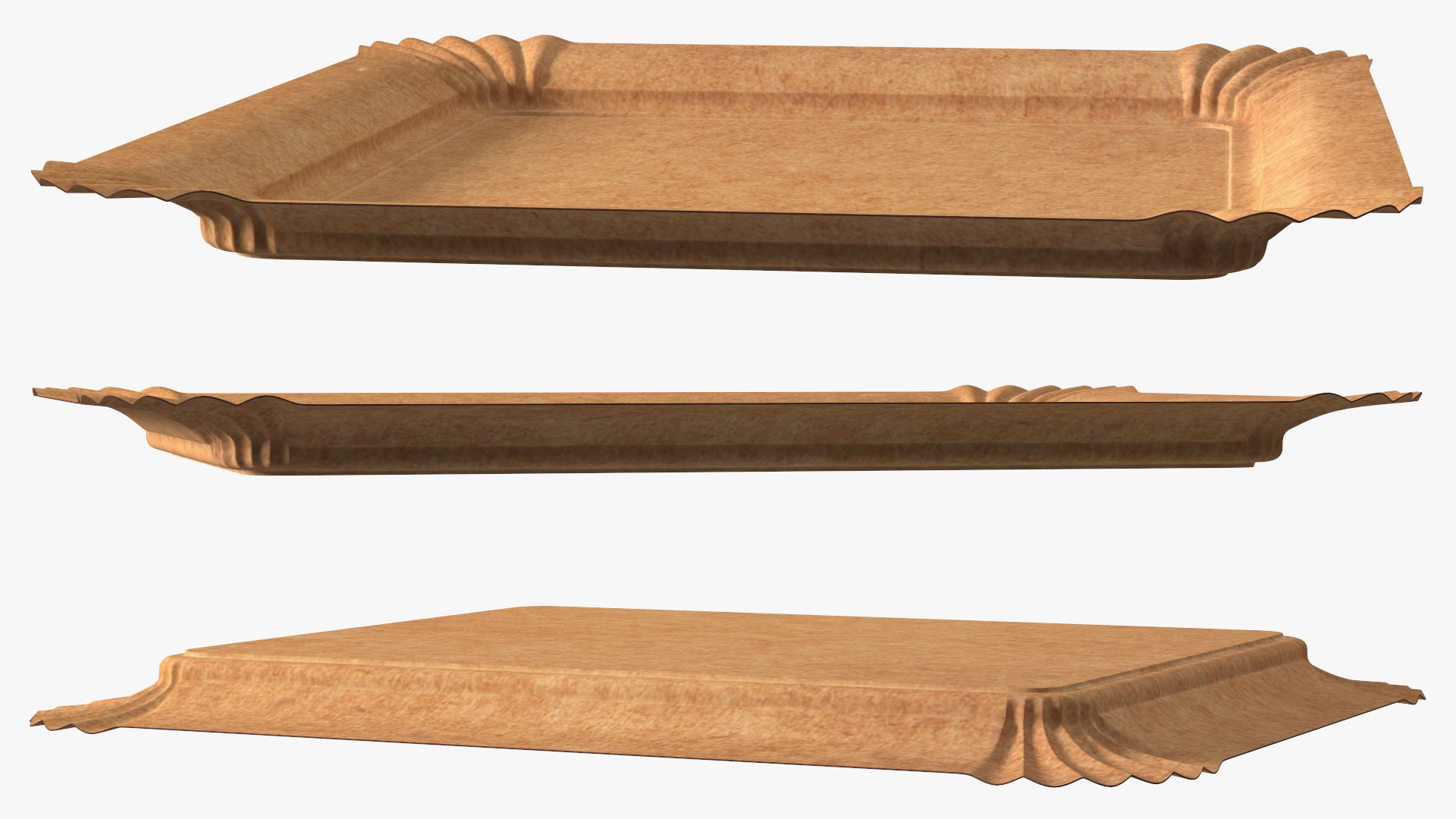 3D Brown Rectangle Paper Plate model - TurboSquid 2083845