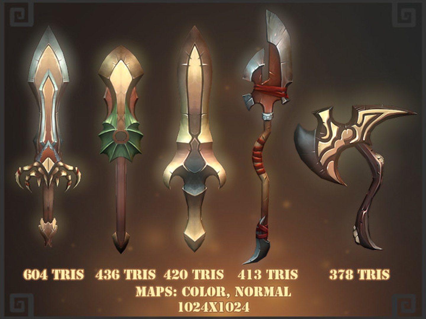 3d fantasy weapons pack model