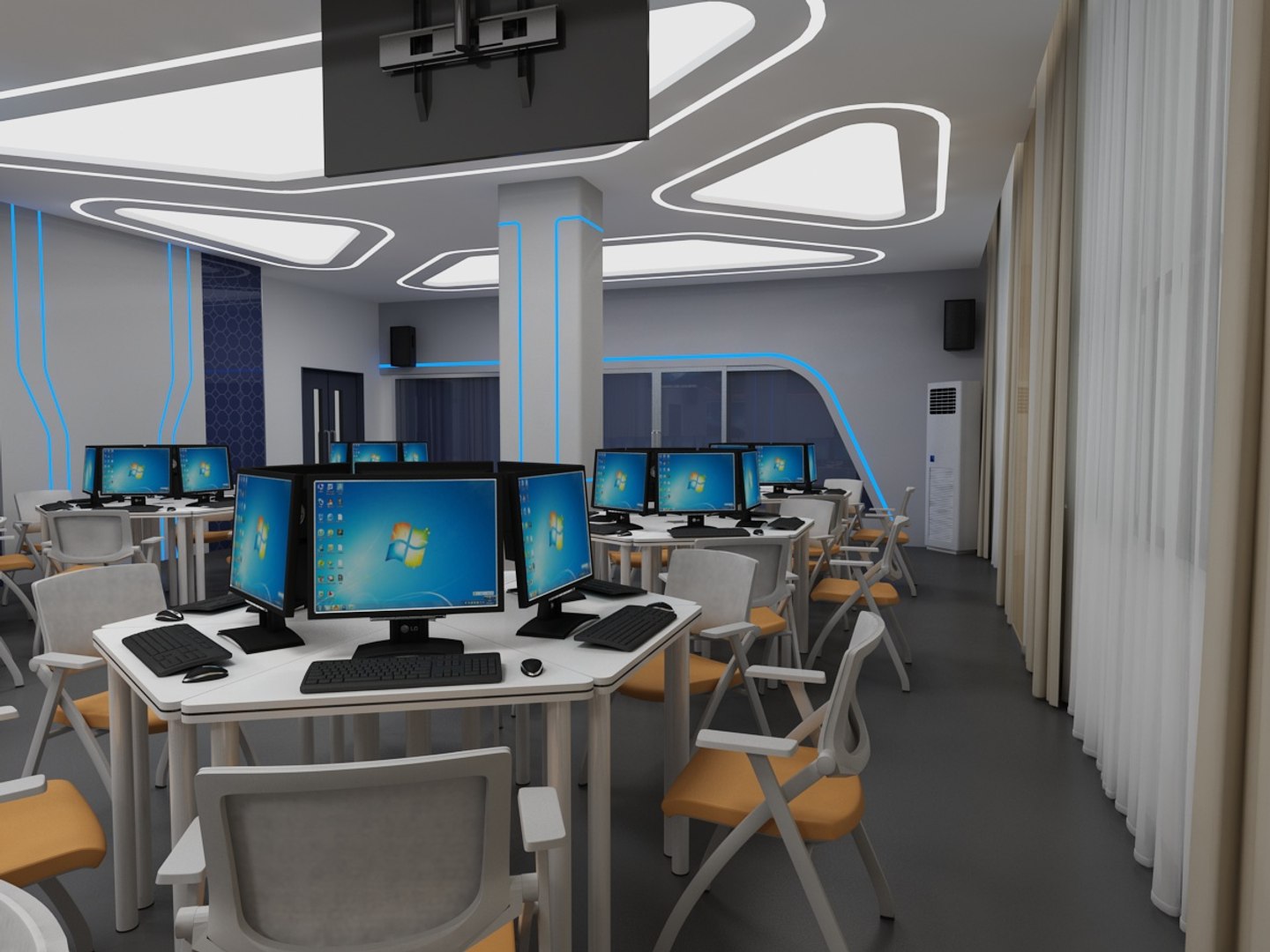 Computer Classroom 1 3D model - TurboSquid 2044652