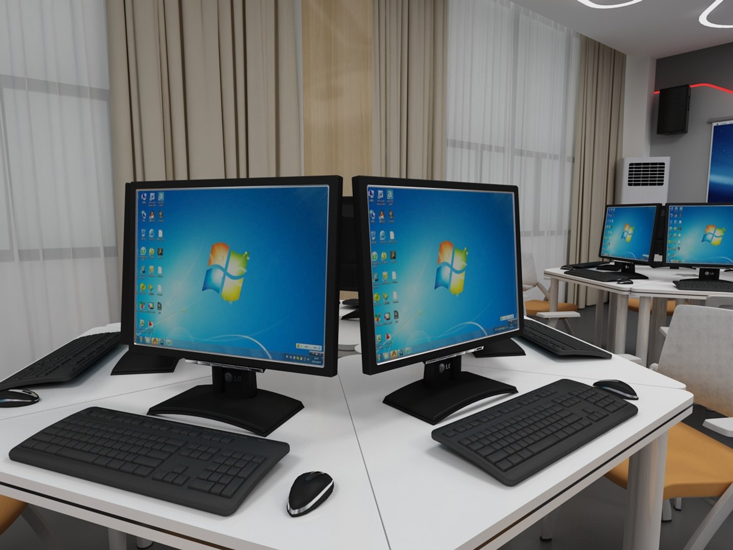 Computer Classroom 1 3D model - TurboSquid 2044652