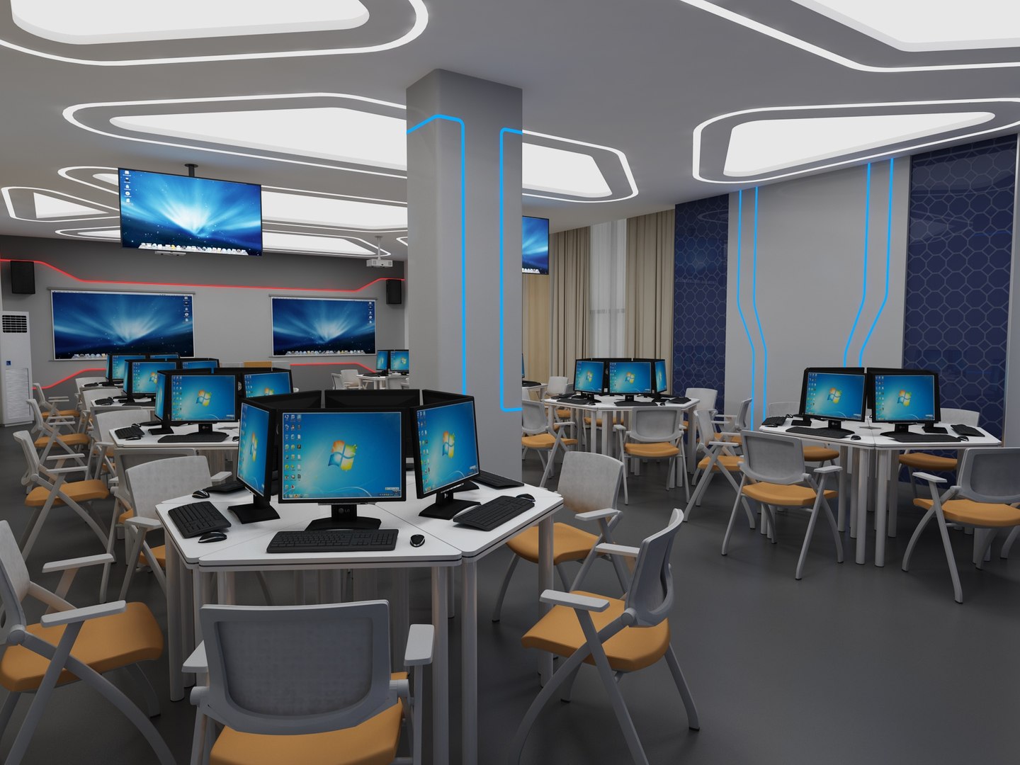 Computer Classroom 1 3D model - TurboSquid 2044652