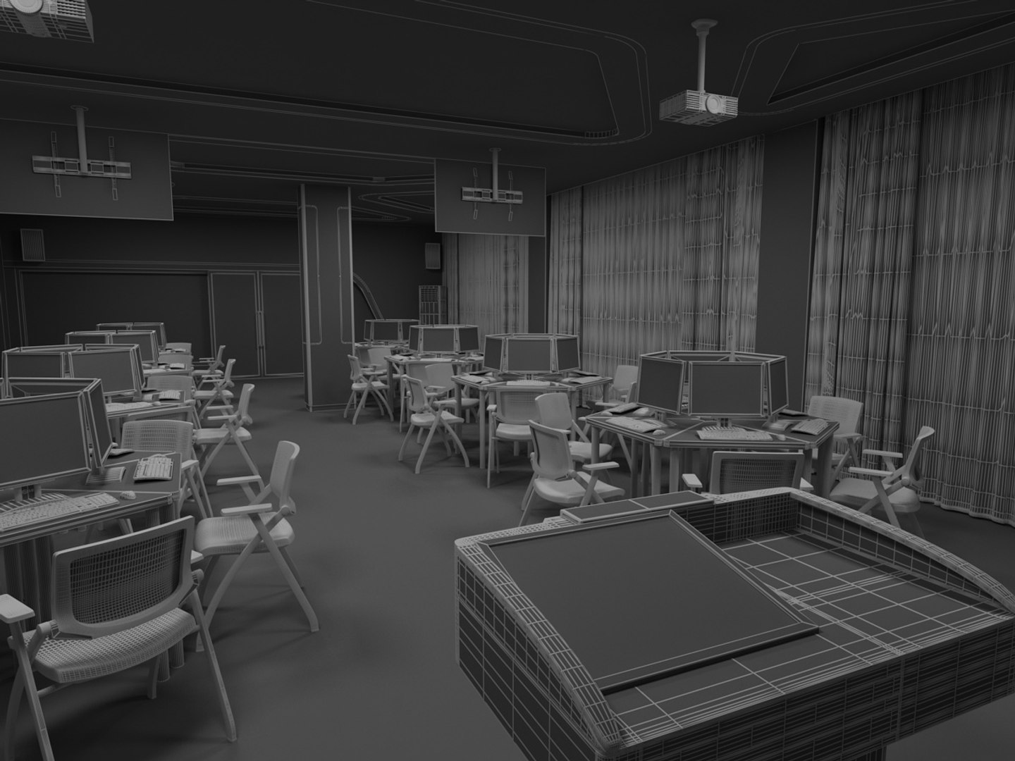 Computer Classroom 1 3D model - TurboSquid 2044652