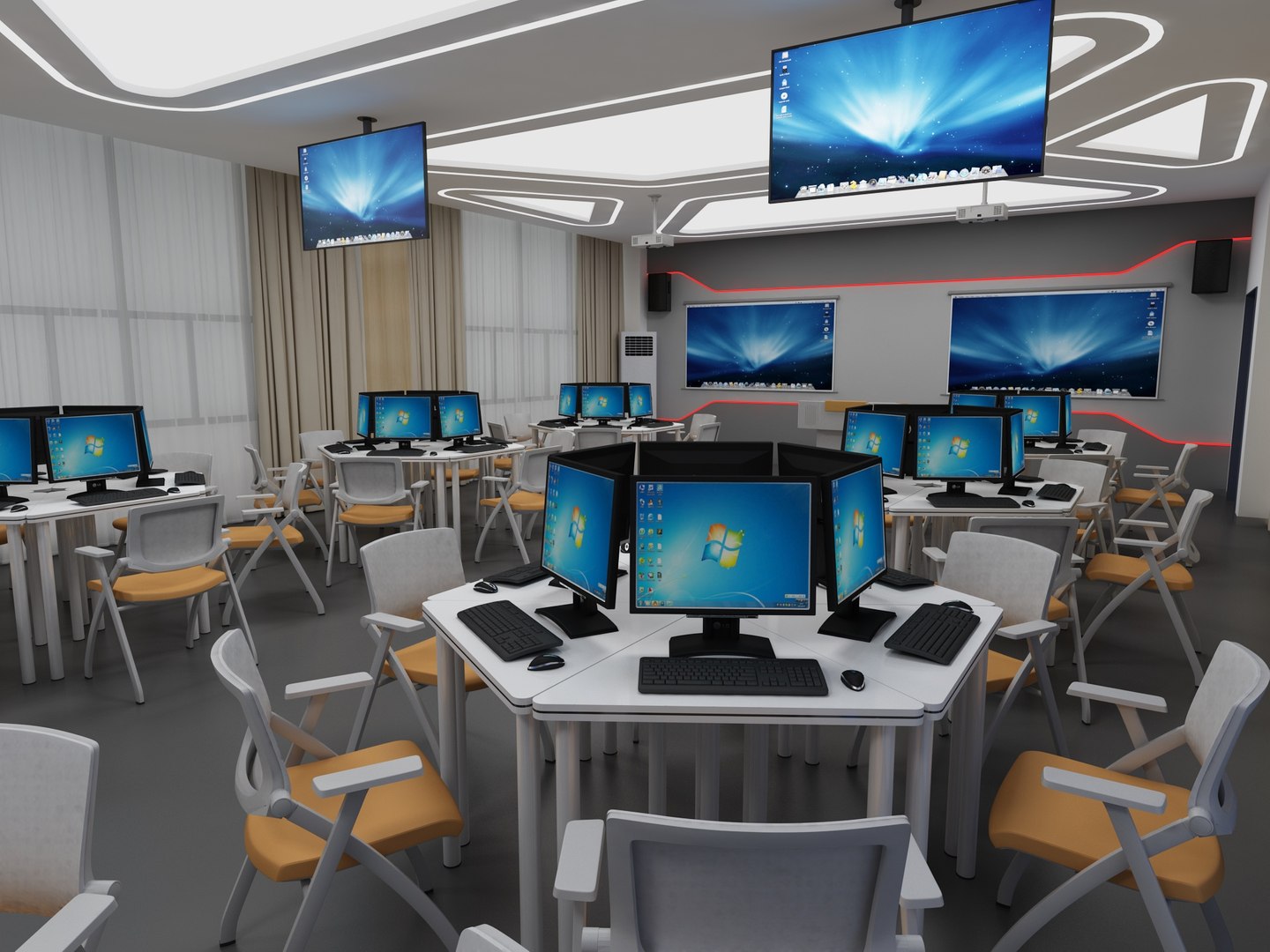 Computer Classroom 1 3D model - TurboSquid 2044652
