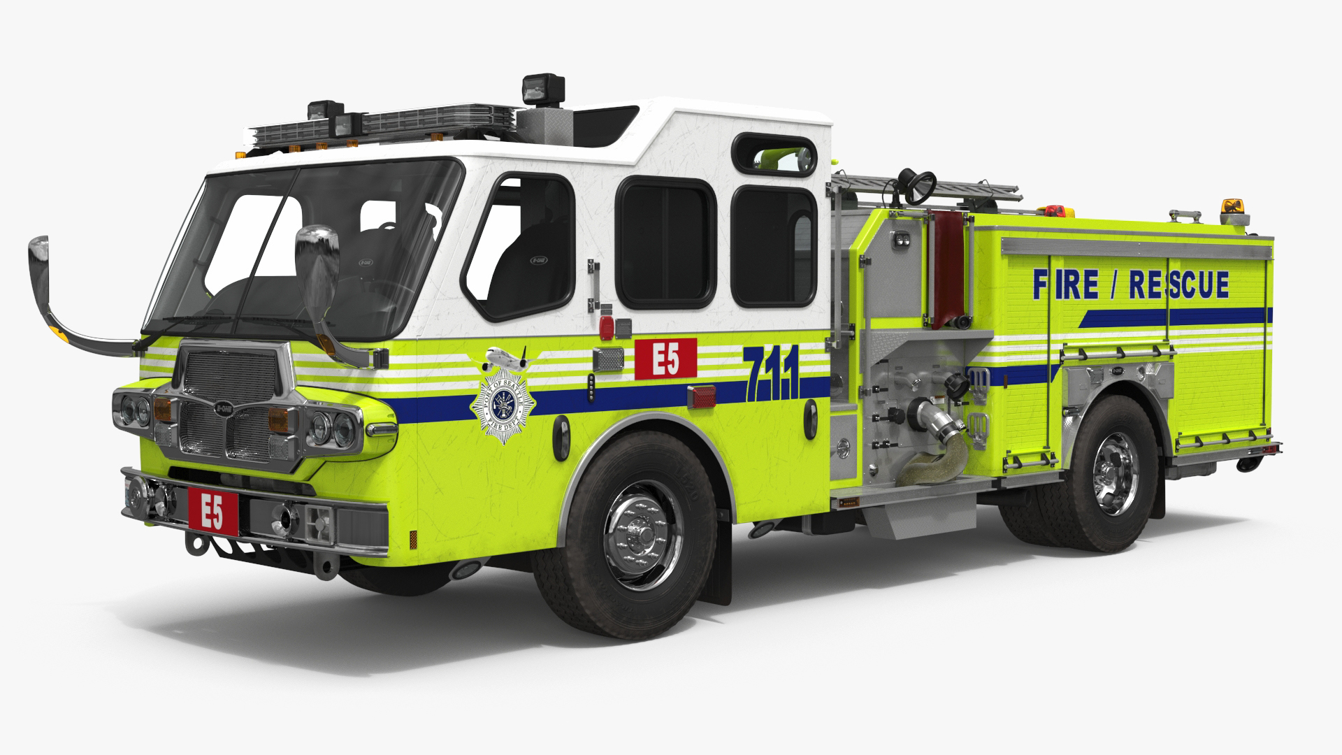 3D E-One Quest Pumper Fire Truck Lime Rigged Model - TurboSquid 2499935