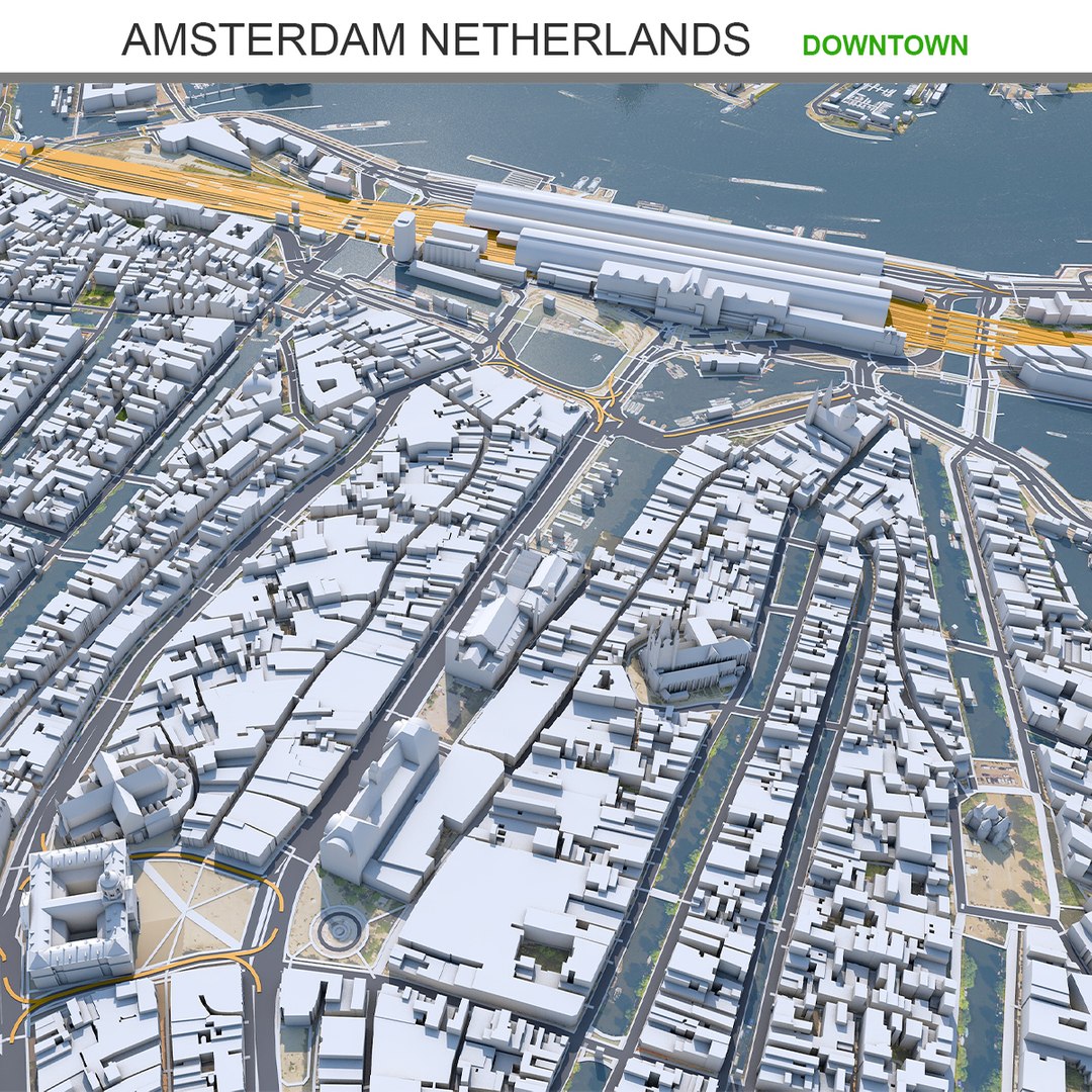 3D Model Amsterdam Downtown Netherlands - TurboSquid 1988143