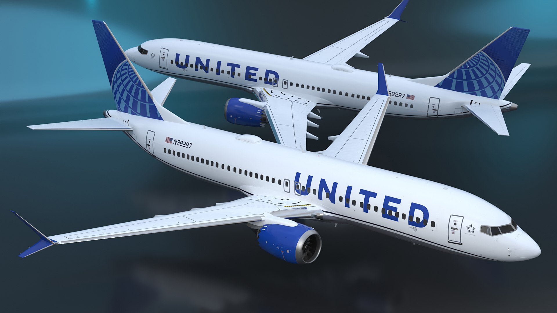 3D United Airlines Boeing 737 MAX 8 In Flying - TurboSquid 2328257