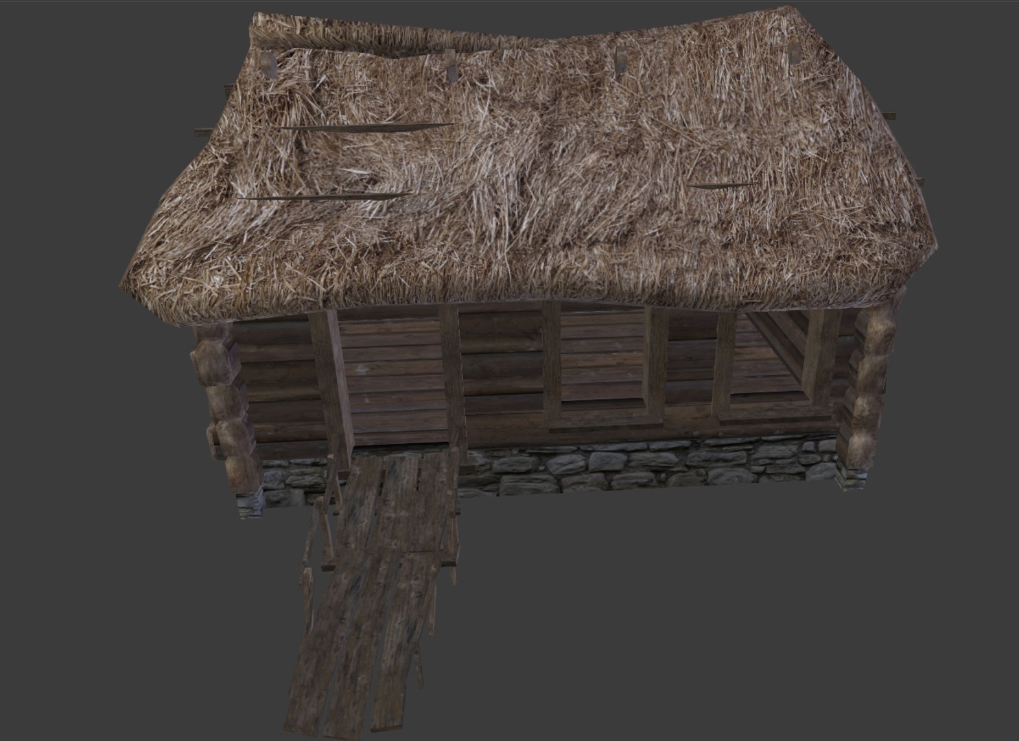 3d Enterable Medieval Hut Model