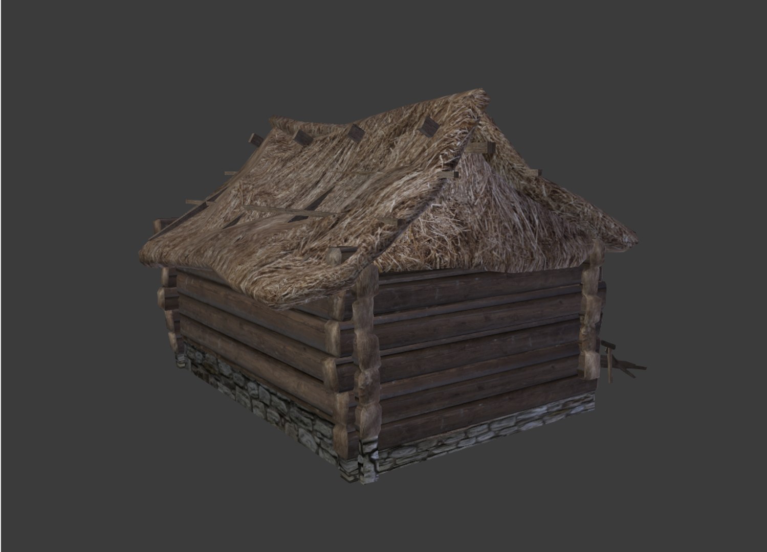 3d Enterable Medieval Hut Model