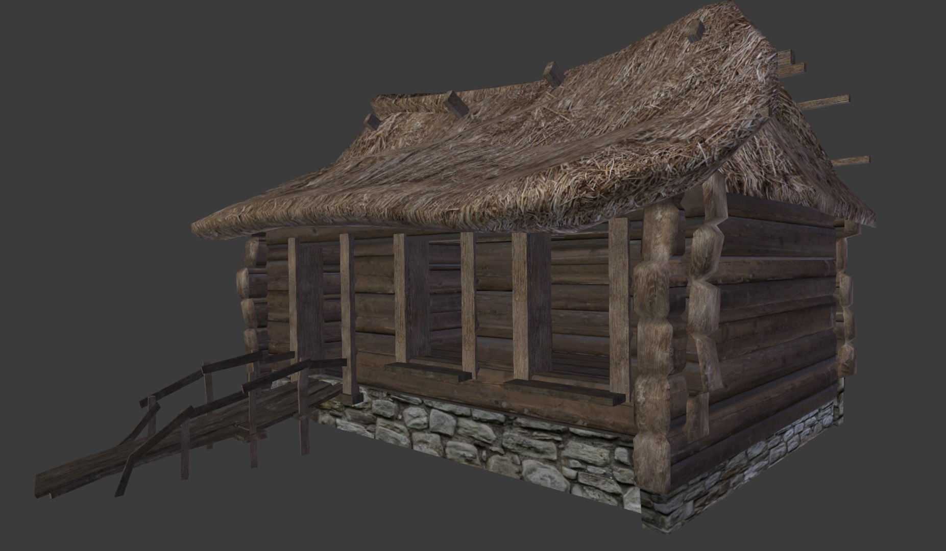 3d Enterable Medieval Hut Model