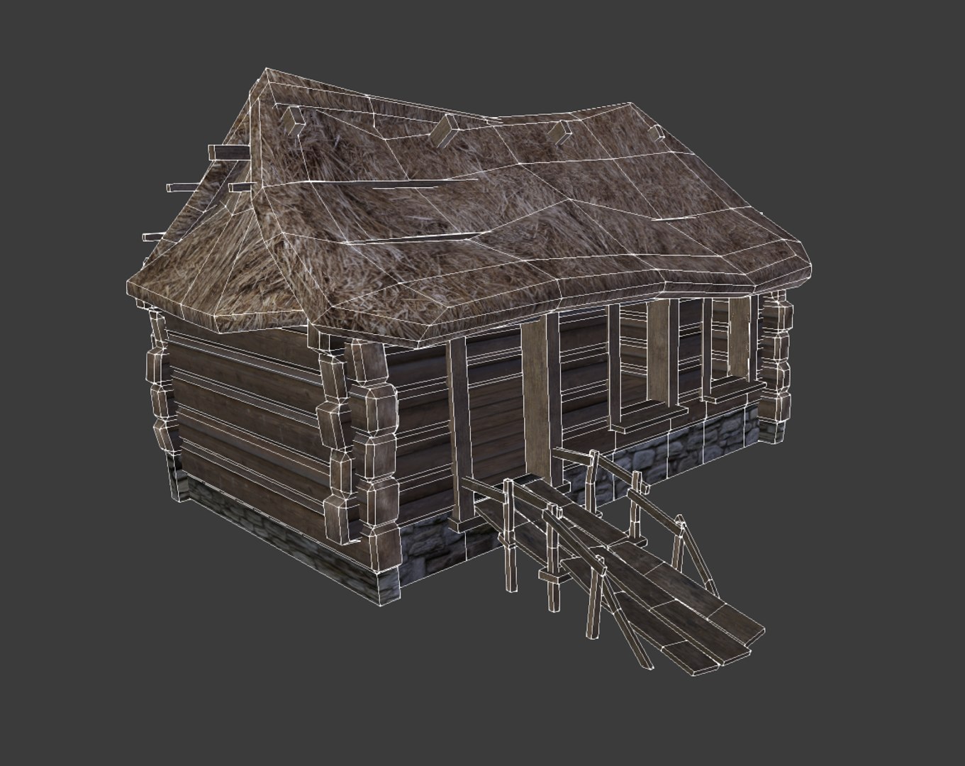 3d Enterable Medieval Hut Model