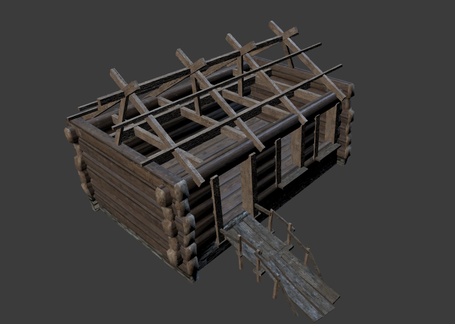 3d Enterable Medieval Hut Model