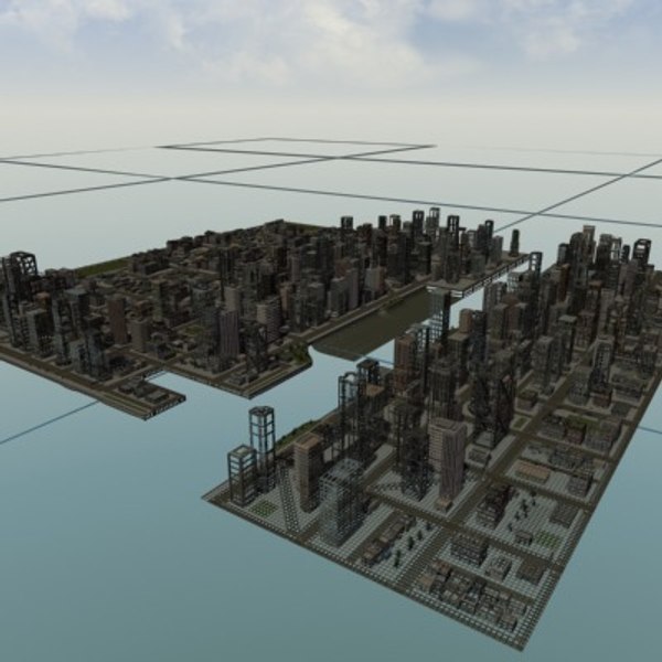 3d model multi city environment skyscrapers