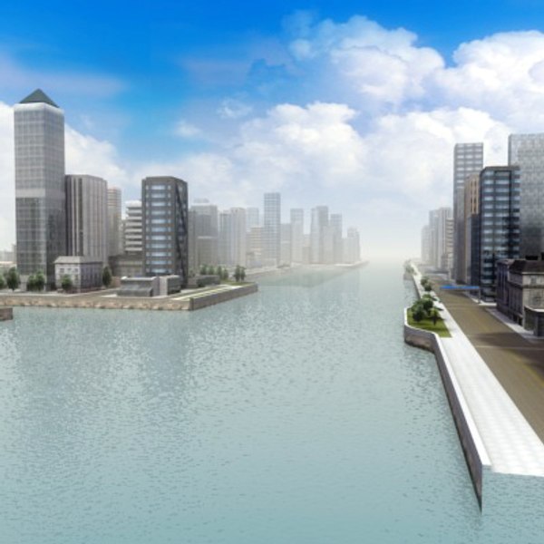3d model multi city environment skyscrapers