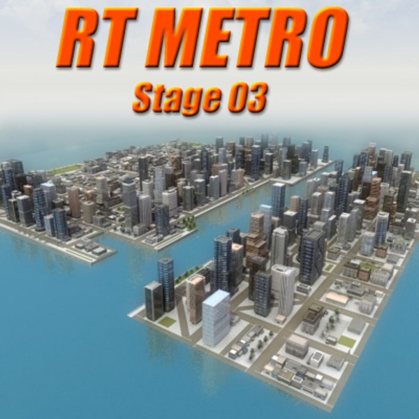 3d model multi city environment skyscrapers