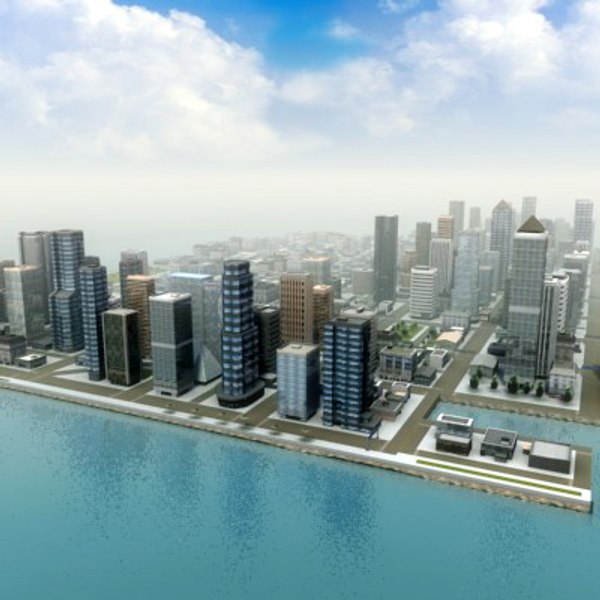3d model multi city environment skyscrapers